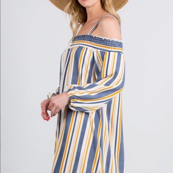 Dresses | Stripped Dress With A Smocking Neckline | Poshmark